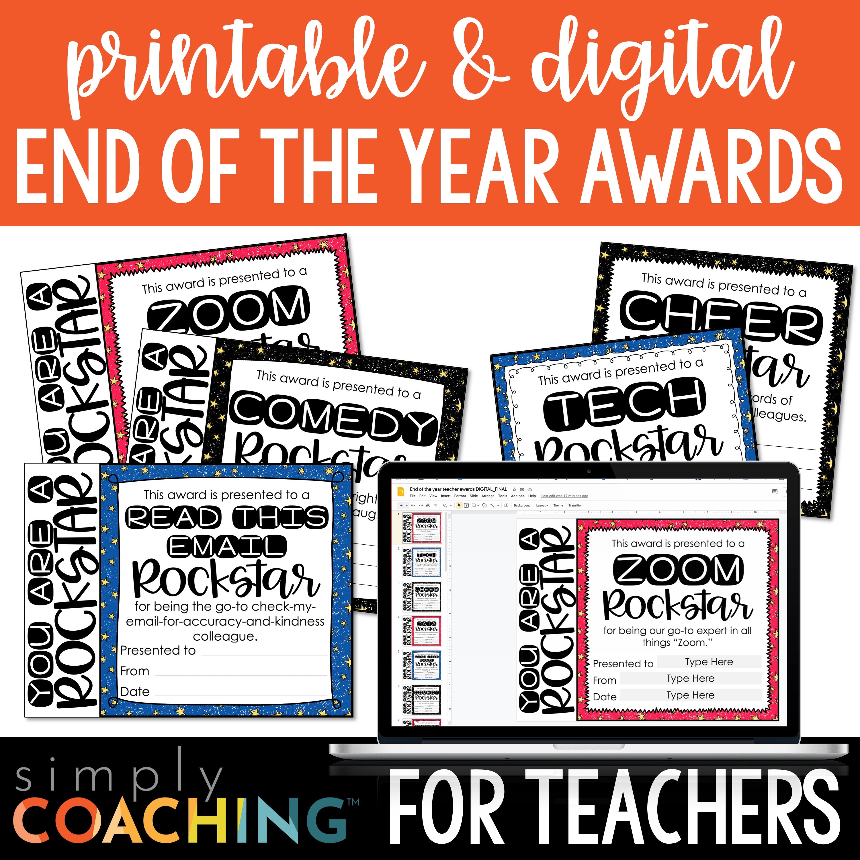 End of Year Teacher Awards Certificates – Simply Coaching Shop