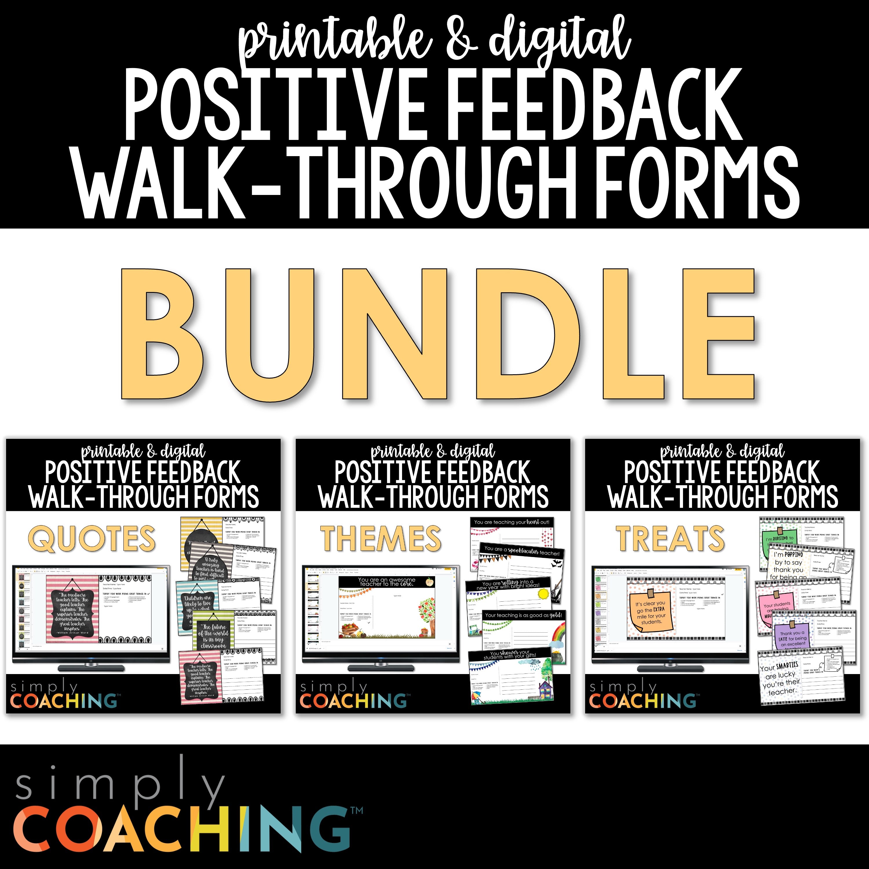Positive Feedback Walk-Through Forms Bundle | Instructional Coaching ...